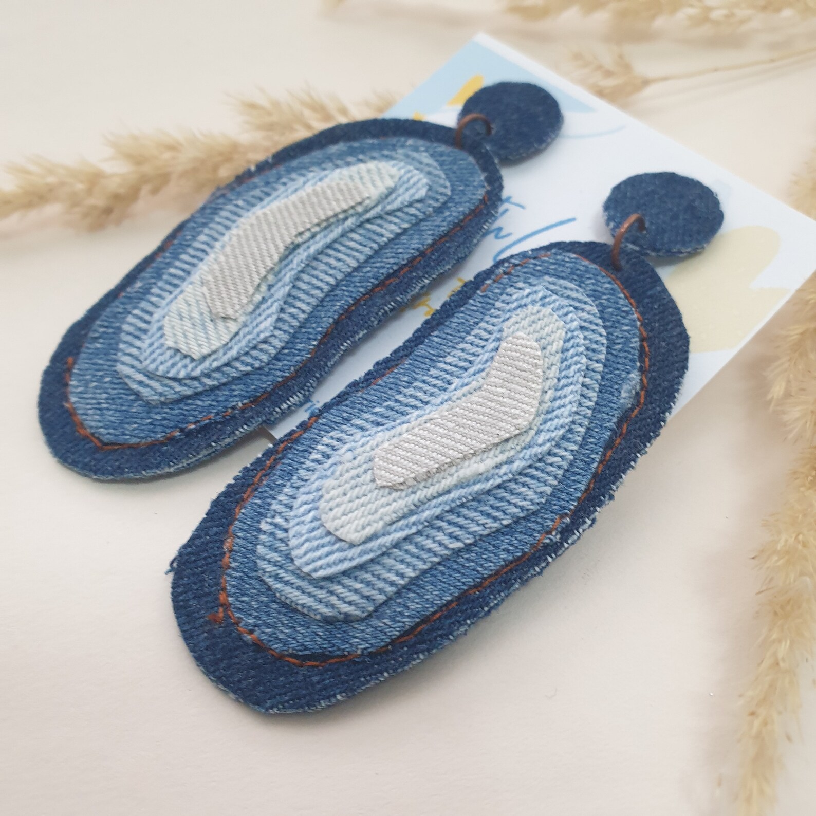 Upcycled Denim Stud Earrings Statement Jeans Earrings Eco-friendly Gift ...