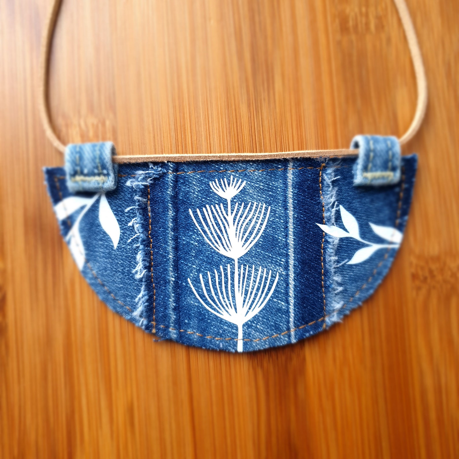 Denim Necklace Upcycled Denim Necklace Statement Denim Art Necklace ...
