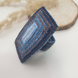 Upcycled Denim Ring Denim Wedding Statement Blue Jeans Ring Fabric Ring ...