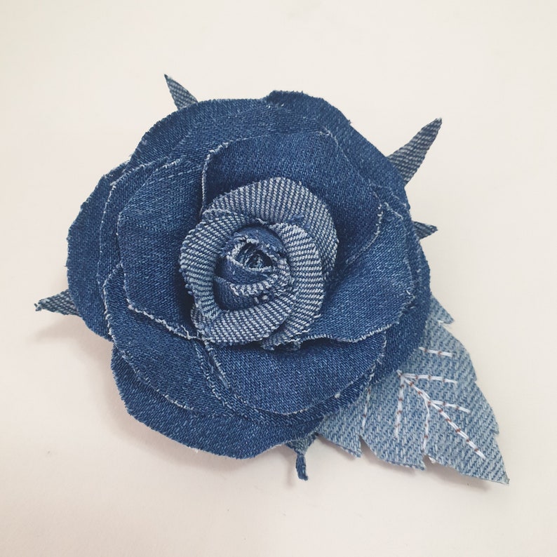 Denim Rose Brocch Jeans Flower Pin Upcycled Denim Flower Cotton Wedding ...