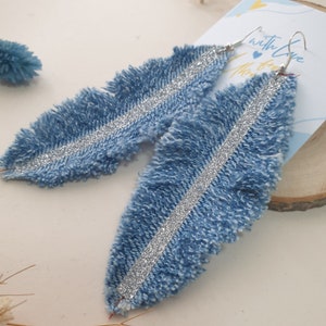 Upcycled Denim Feathers Earrings Jeans Feathers - Etsy