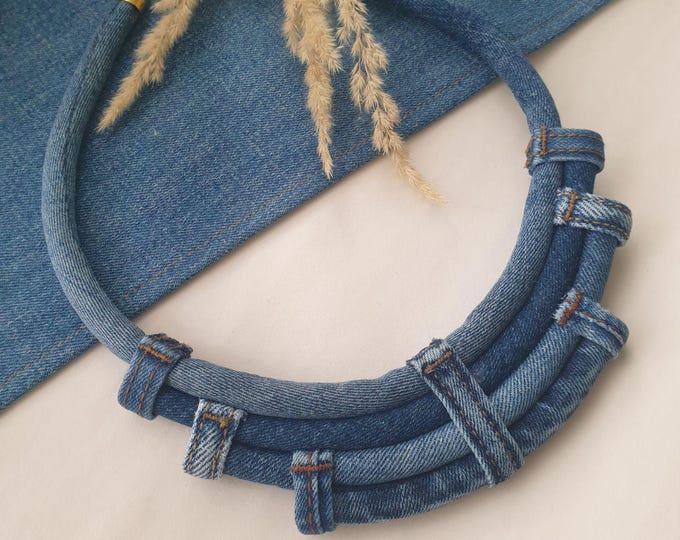 Unique Denim Necklace Made From Recycled Jeans - Etsy