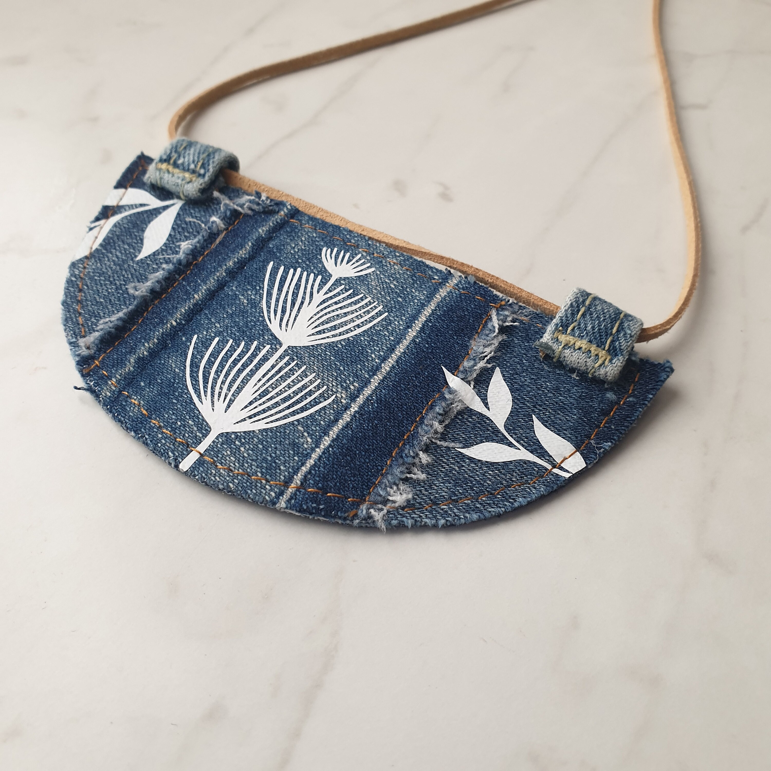 Denim Necklace Upcycled Denim Necklace Statement Denim Art Necklace ...