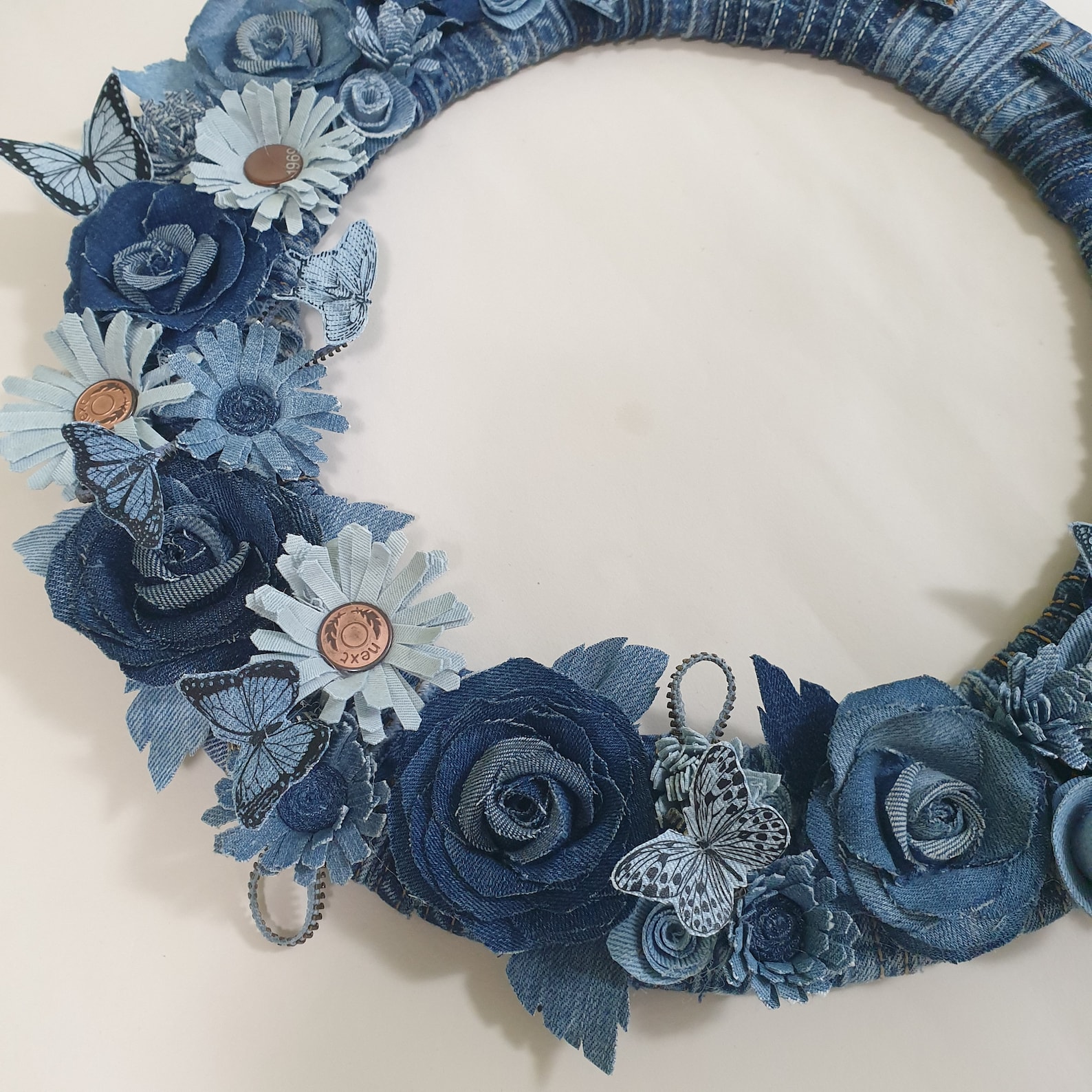 Denim Wreath Digital Downloadable Tutorial Upcycled Denim Wall Art ...