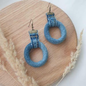 Handmade Upcycled Denim Hoop Earrings – Sustainable Fashion Statement ...