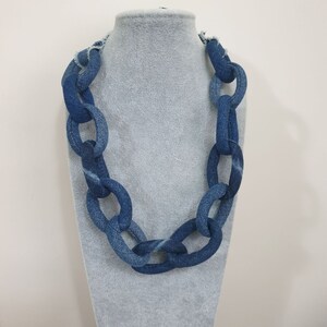 Denim Chain Necklace, Upcycled Denim Necklace, Gift for Her, Textile ...