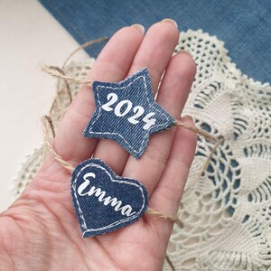 Upcycled Denim Angel Ornament – Personalized With a Heart or Star Charm ...