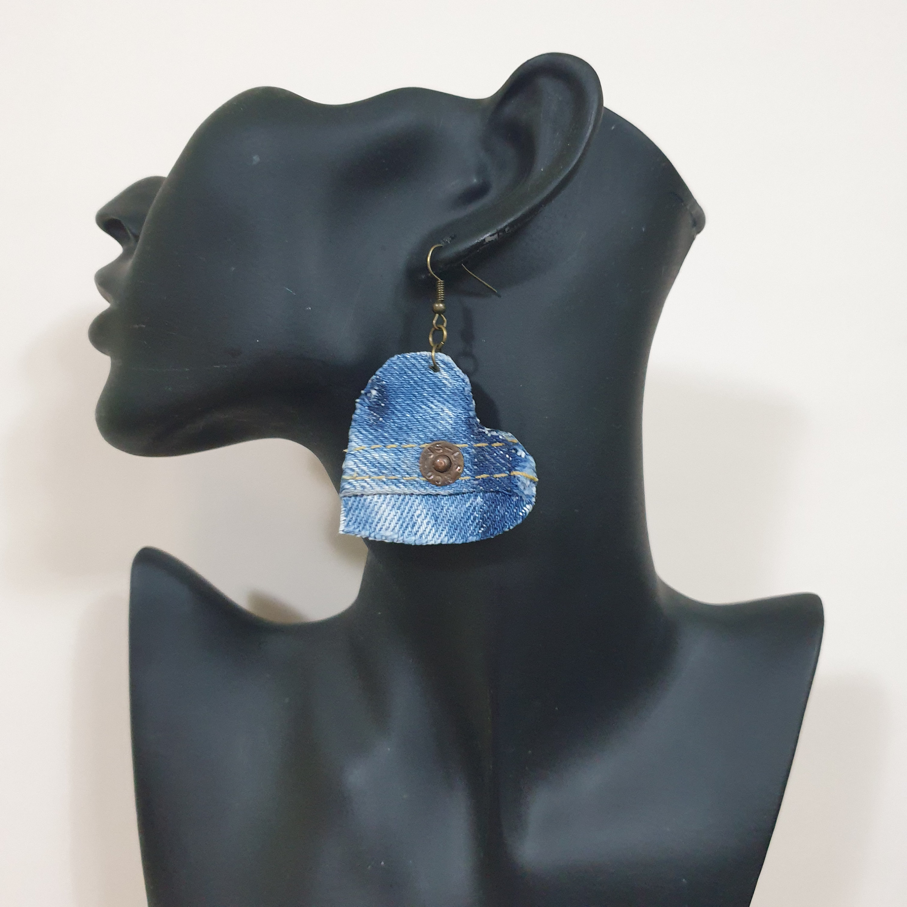 Heart Denim Earrings Jeans Earrings Recycled Denim Hearts Earrings ...