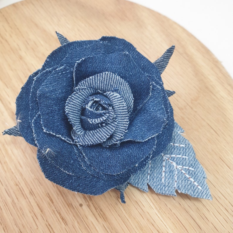 Denim Rose Brocch Jeans Flower Pin Upcycled Denim Flower Cotton Wedding ...
