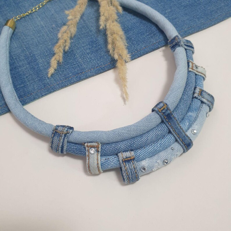 Unique Denim Necklace Made From Recycled Jeans - Etsy