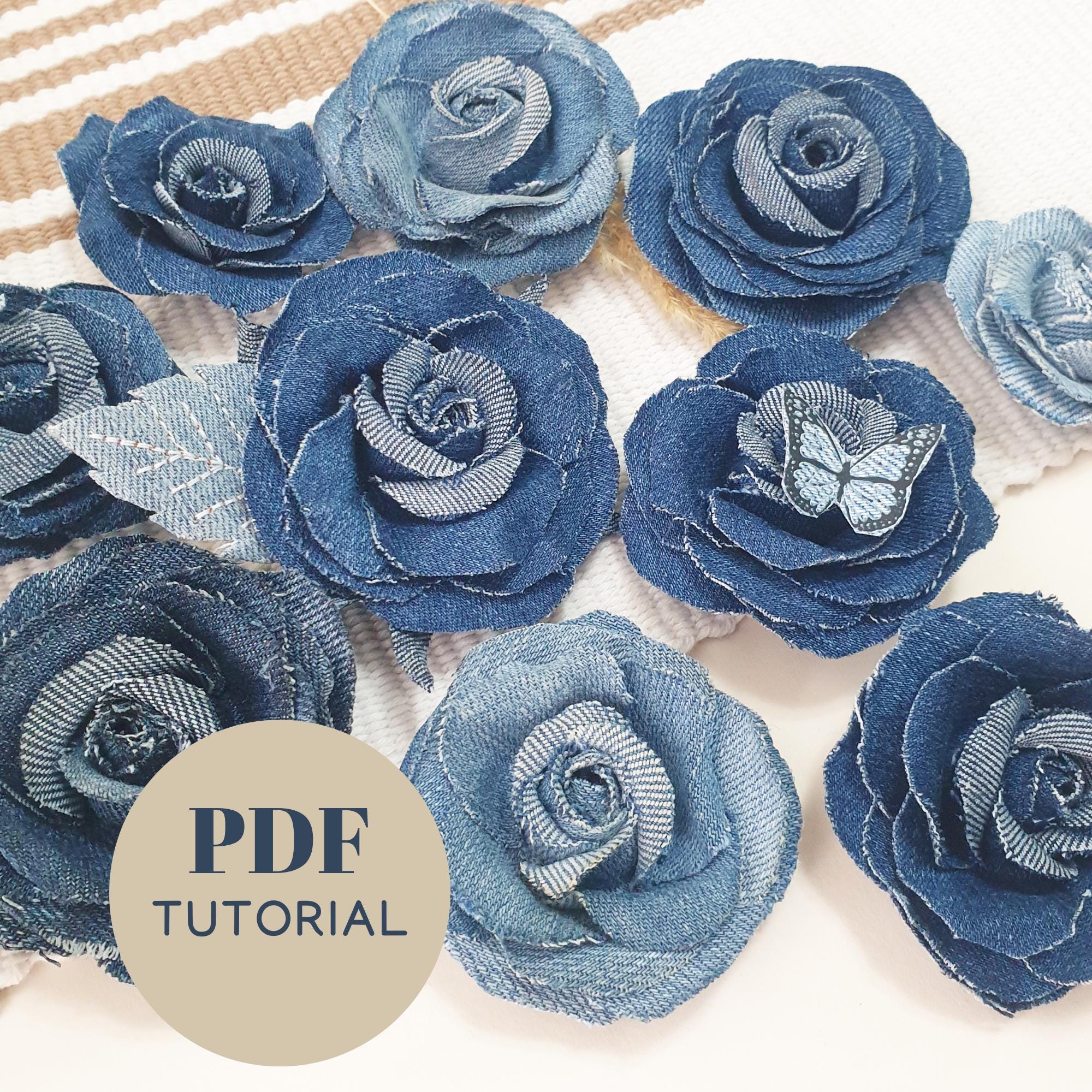 Denim Roses Digital Downloadable Tutorial Upcycled Denim Rose Video ...