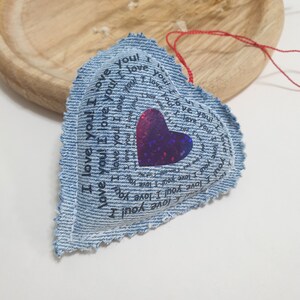 Custom Denim Heart Ornaments for Valentine Personalised Heat Keychain ...