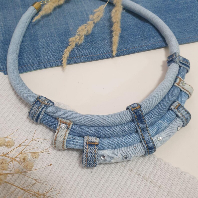 Unique Denim Necklace Made From Recycled Jeans - Etsy
