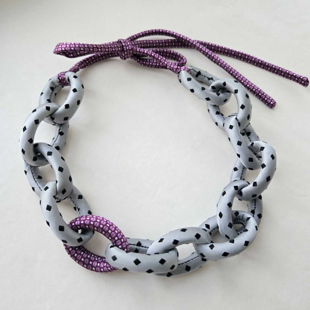 Unique 100% Silk Necklace Made From Recycled Ties Textile Statement ...