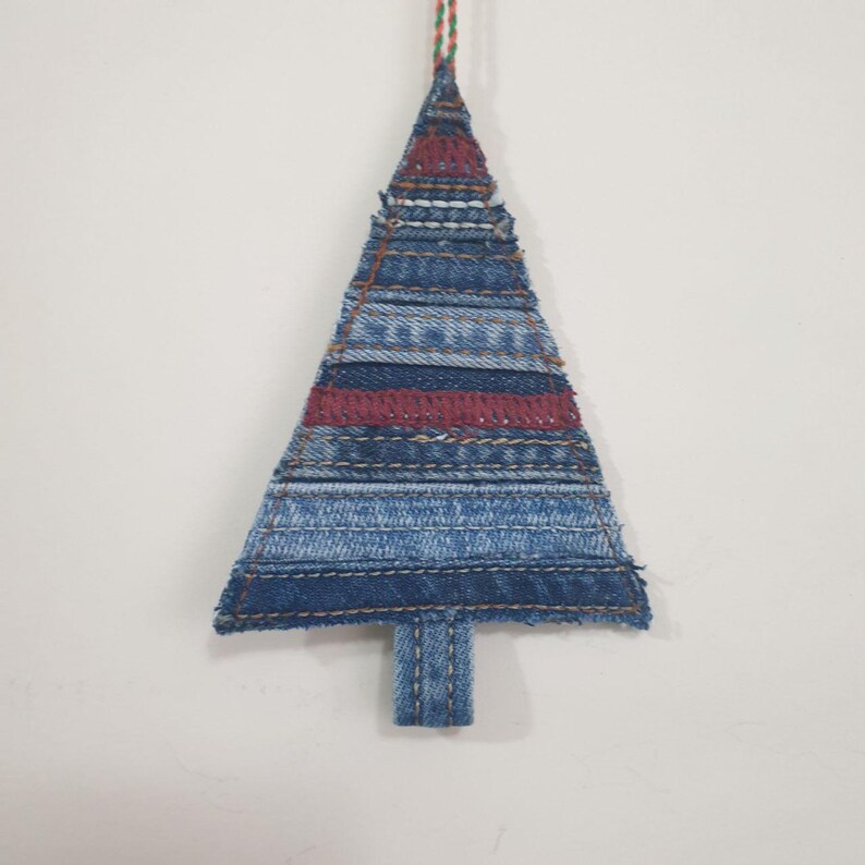 Eco-friendly Denim Christmas Tree Ornaments Upcycled Blue Denim Home ...