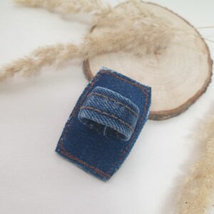 Upcycled Denim Ring Denim Wedding Statement Blue Jeans Ring Fabric Ring ...