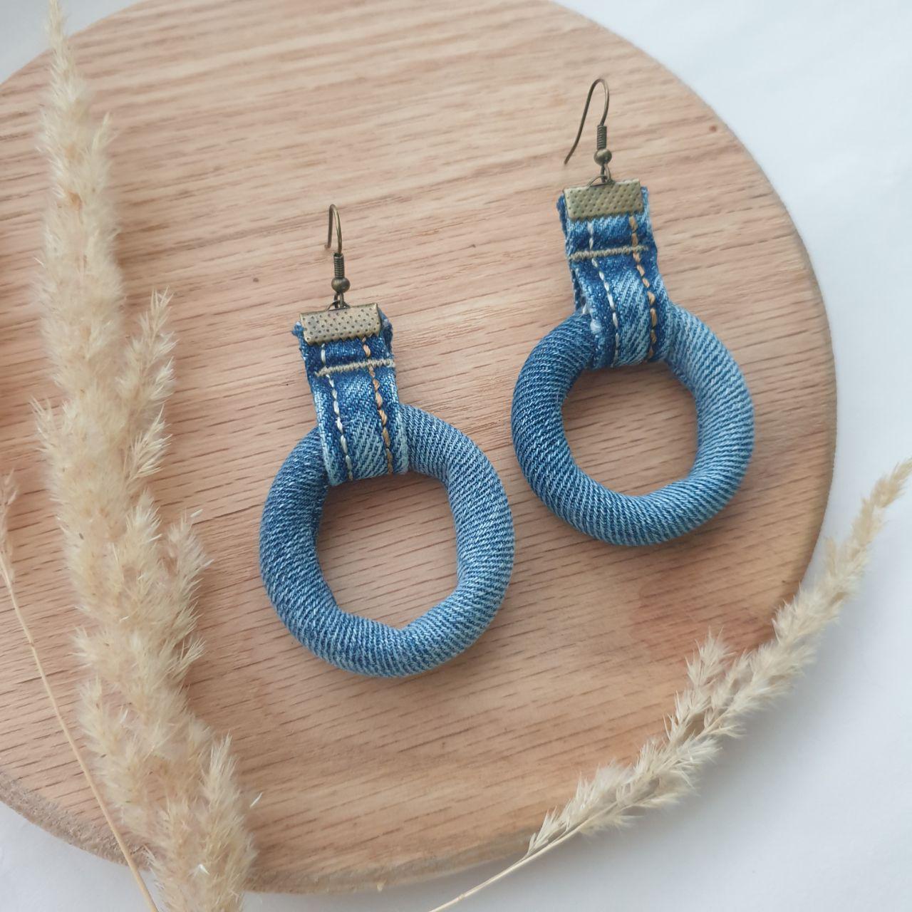 Handmade Upcycled Denim Hoop Earrings – Sustainable Fashion Statement ...