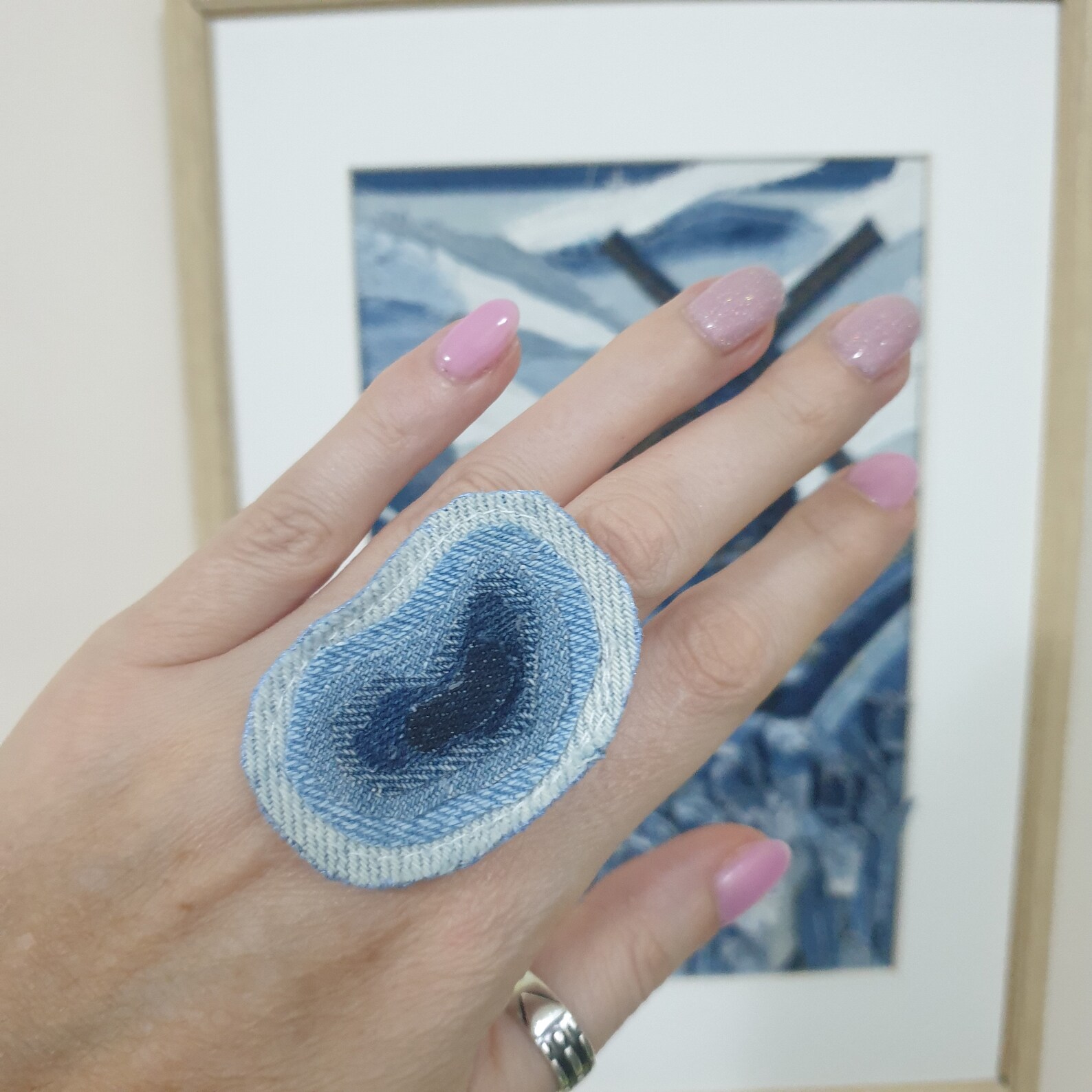 Upcycled Denim Ring Denim Wedding Statement Blue Jeans Ring Fabric Ring ...