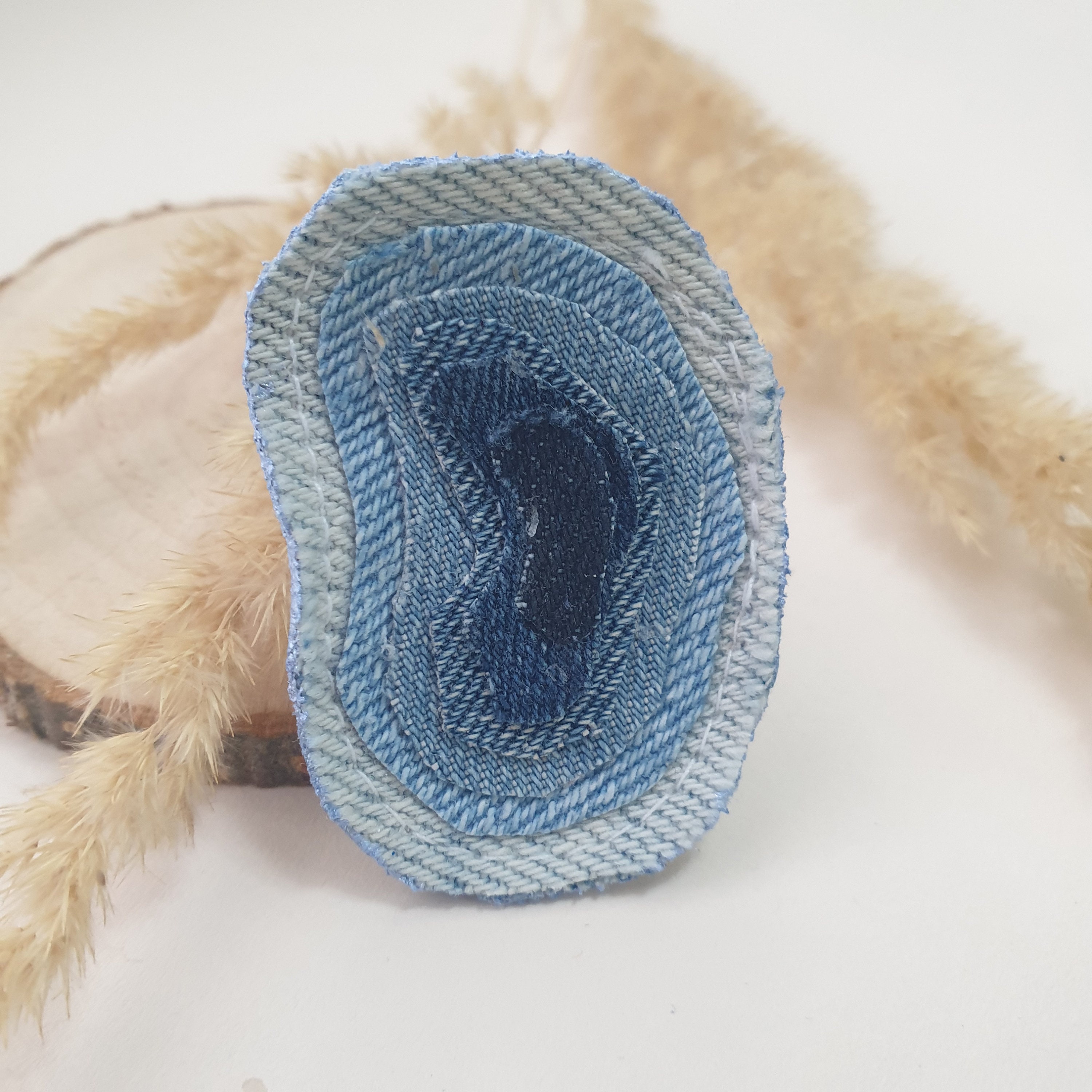 Upcycled Denim Ring Denim Wedding Statement Blue Jeans Ring Fabric Ring ...