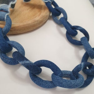 Denim Chain Necklace, Upcycled Denim Necklace, Gift for Her, Textile ...