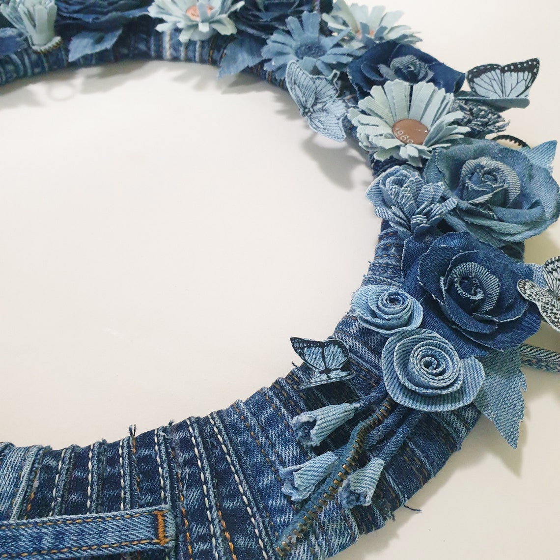 Denim Wreath Digital Downloadable Tutorial Upcycled Denim Wall Art ...
