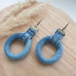 Handmade Upcycled Denim Hoop Earrings – Sustainable Fashion Statement ...