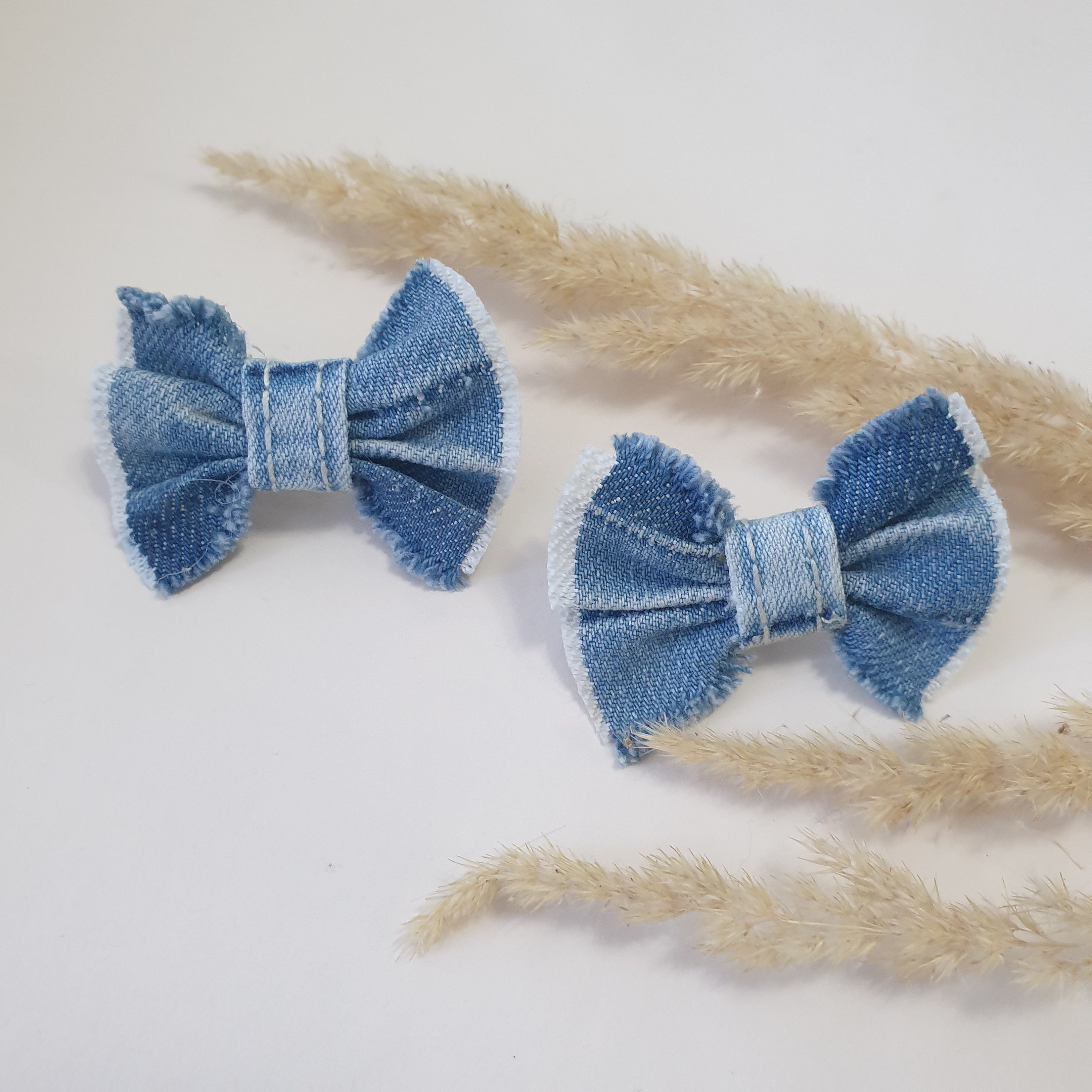 Bow Denim Earrings Jeans Earrings Recycled Denim Bow Earrings Statement ...