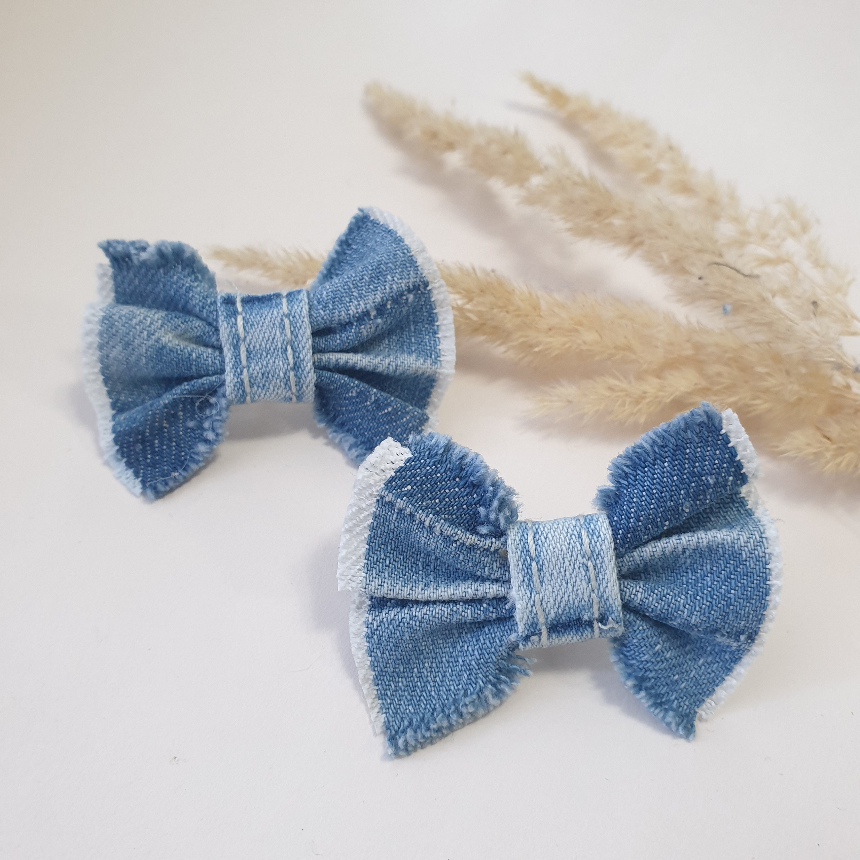 Bow Denim Earrings Jeans Earrings Recycled Denim Bow Earrings Statement ...