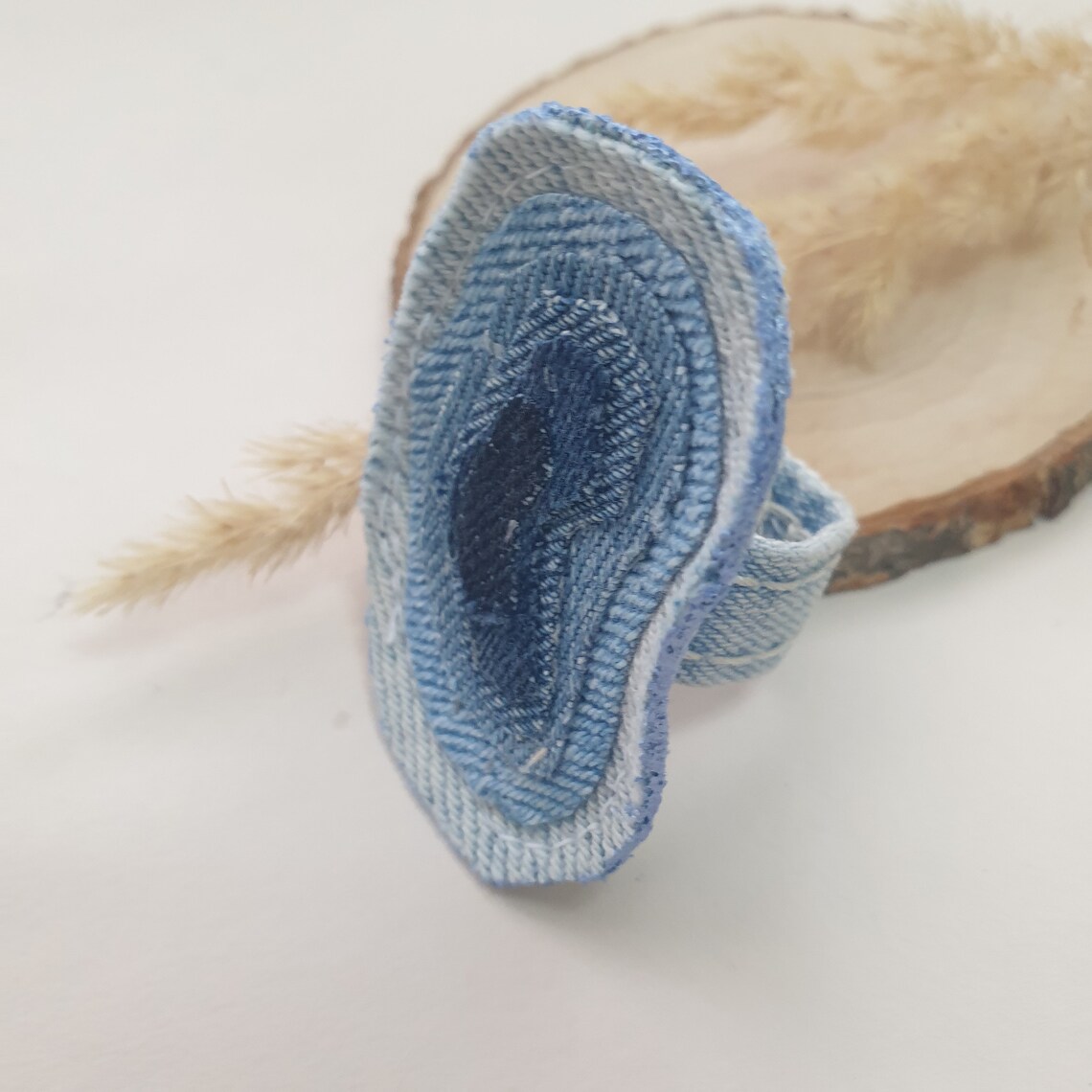 Upcycled Denim Ring Denim Wedding Statement Blue Jeans Ring Fabric Ring ...