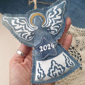 Upcycled Denim Angel Ornament – Personalized With a Heart or Star Charm ...