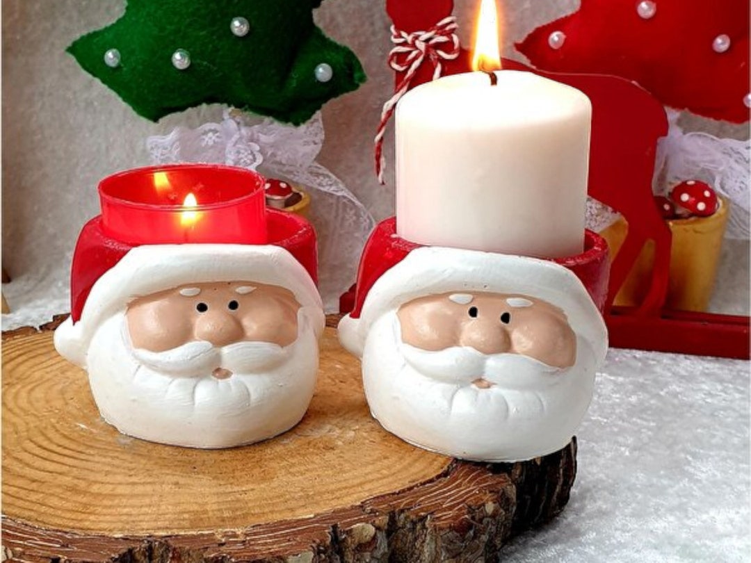 Santa Claus Candle Holder Charming Christmas Decor - Etsy