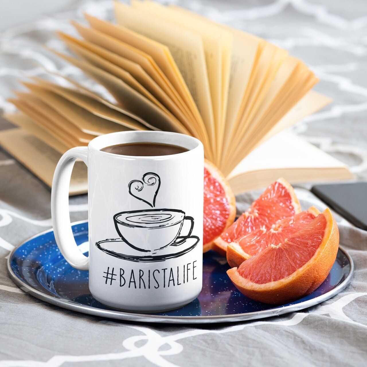 Barista Life Ceramic White Mug 15oz, Gift for Barista, Barista Mug ...