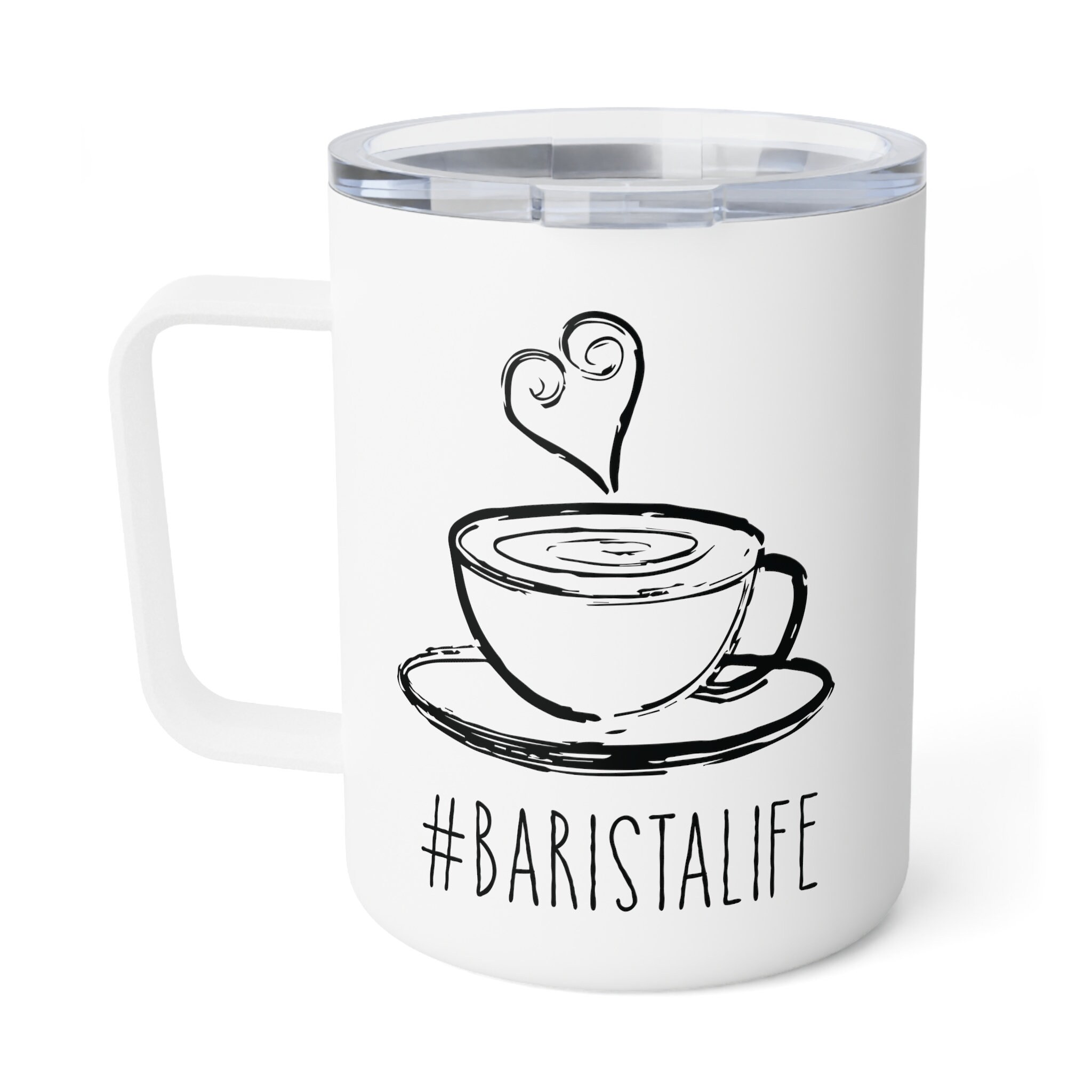 Barista Life Insulated White Coffee Mug With Lid 10oz, Insulated Mug ...