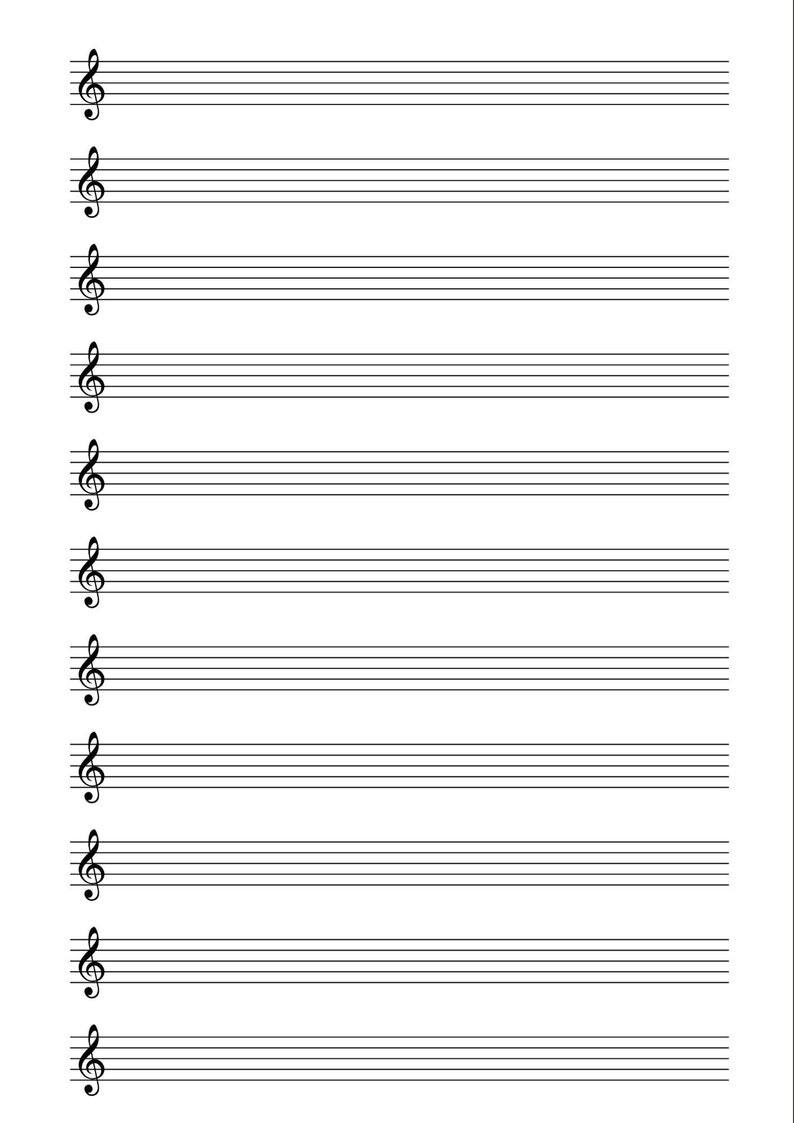 Musical Notes Background Staff Sheet A4 Document - Etsy