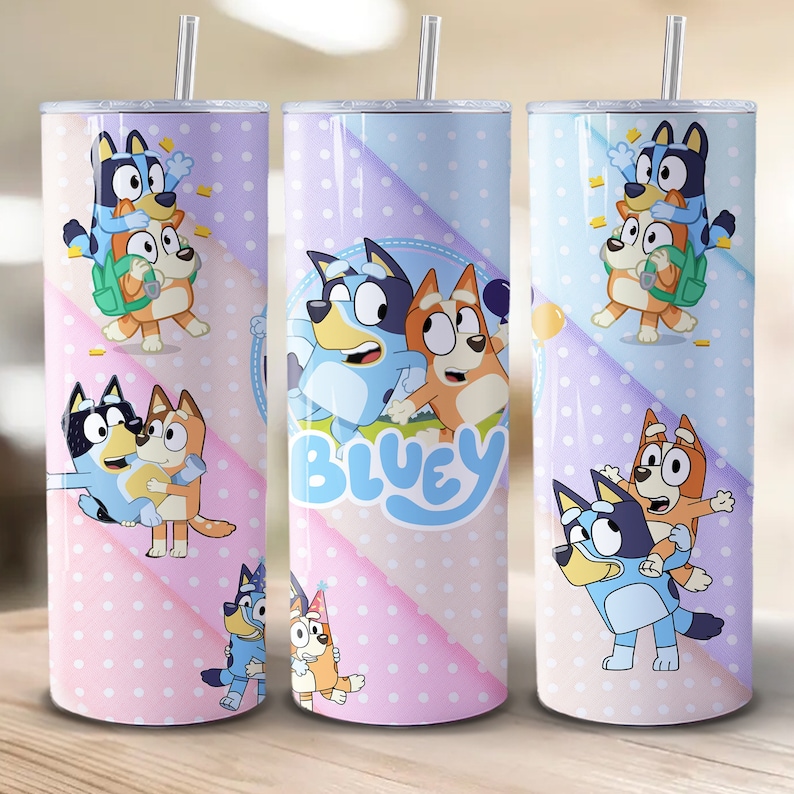 Bluey Tumbler Wrap PNG Bluey 100 Days of School Gift, 20oz Tumbler PNG ...