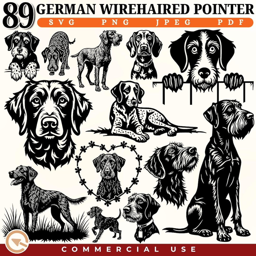 89 German Wirehaired Pointer Silhouette SVG PNG Pdf Bundle | Dog ...