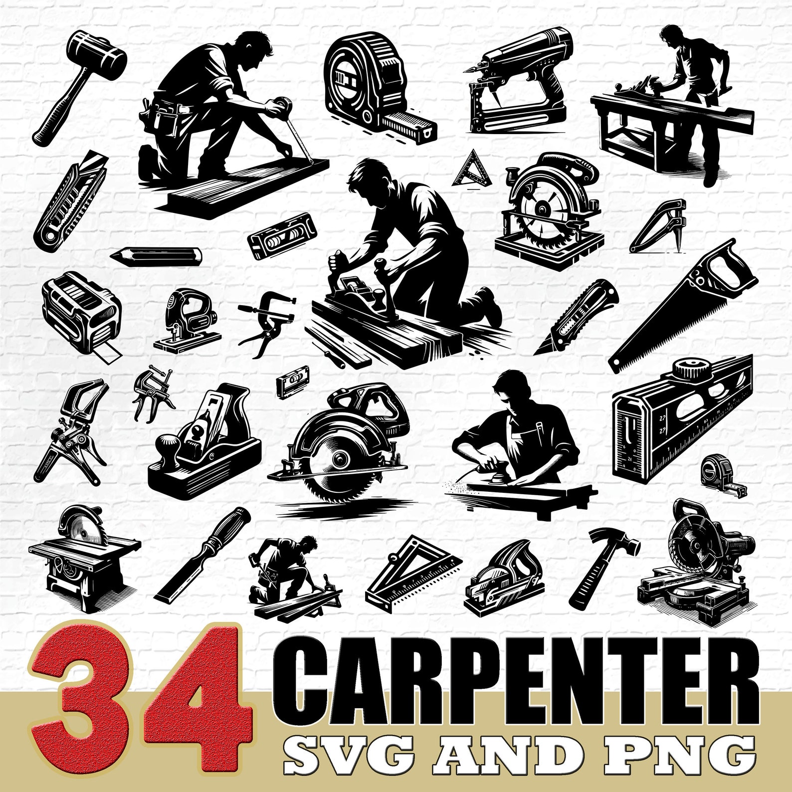 Carpenter Bundle Svg, Handyman Svg, Carpenter Tools Svg, Carpenter Png ...