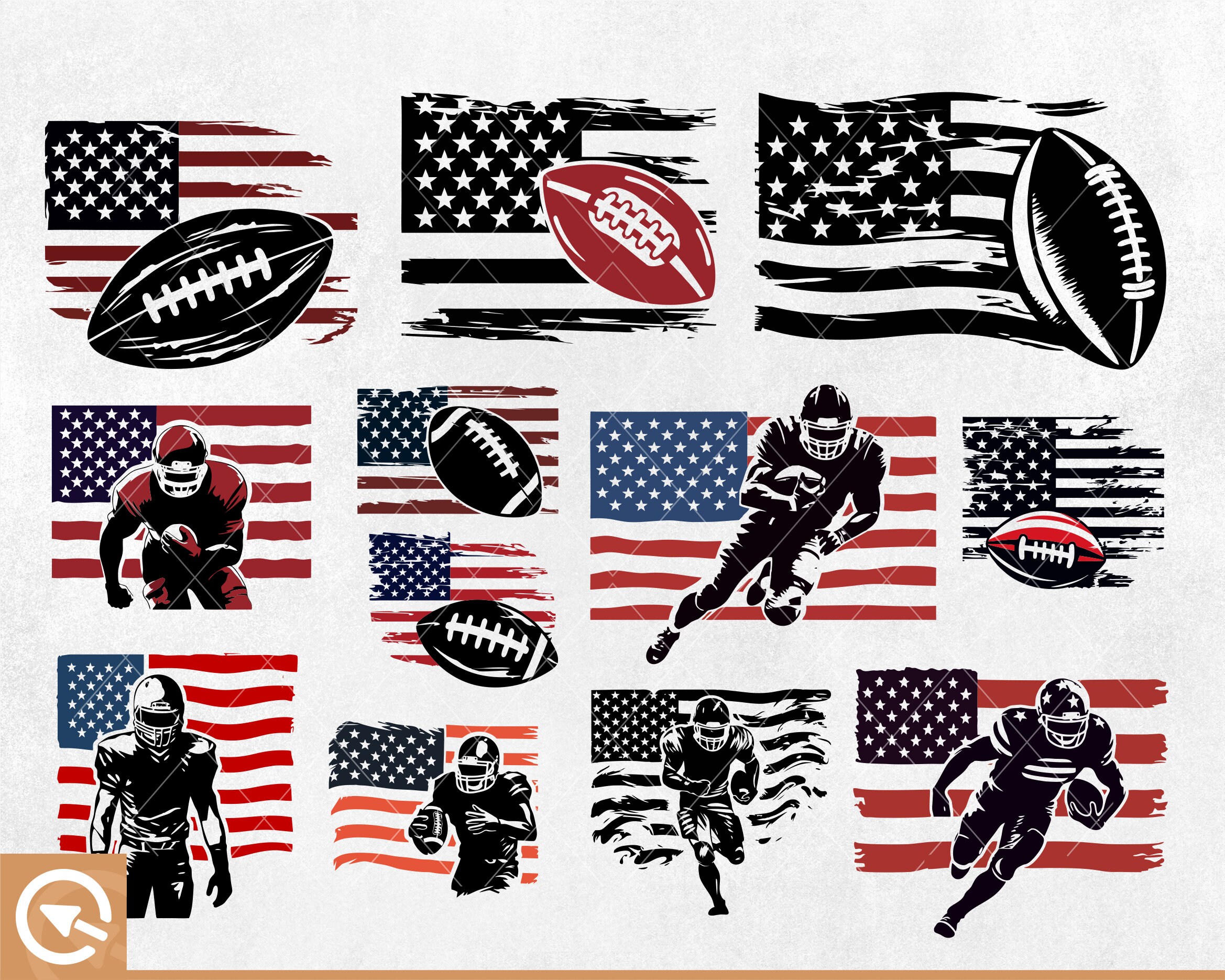 American Football Bundle Svg USA Flag, American Football, Sports Svg ...