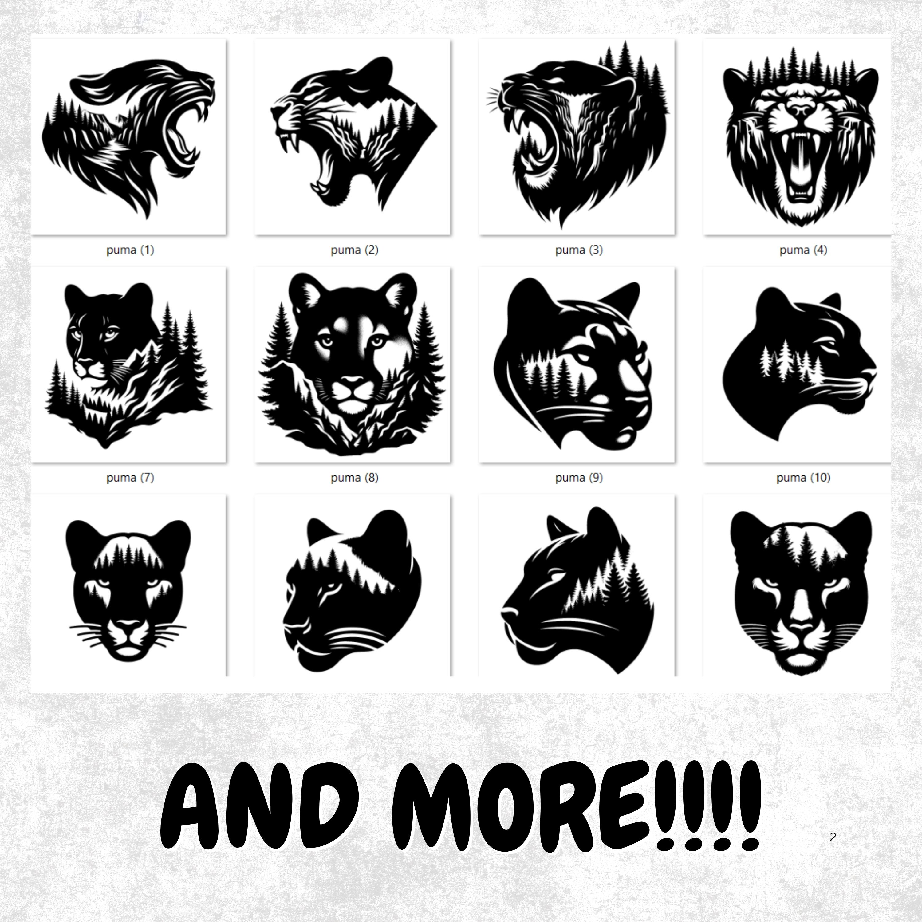 16 Creative Puma Head SVG Bundle | Artistic Big Cat Clipart Png Svg DXF ...