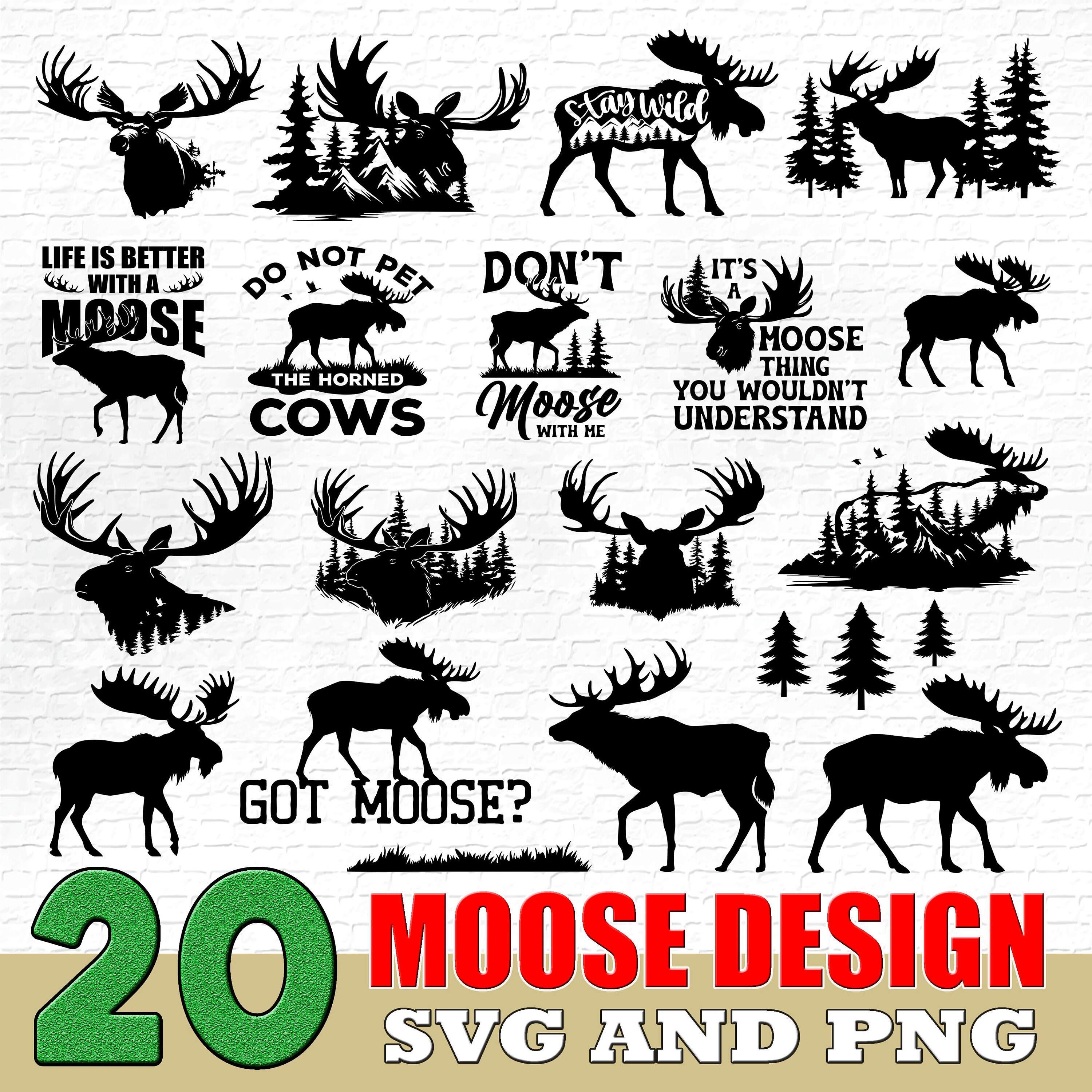 Moose Bundle Svg, Moose Svg, Moose Clipart, Moose Cut File, Moose ...