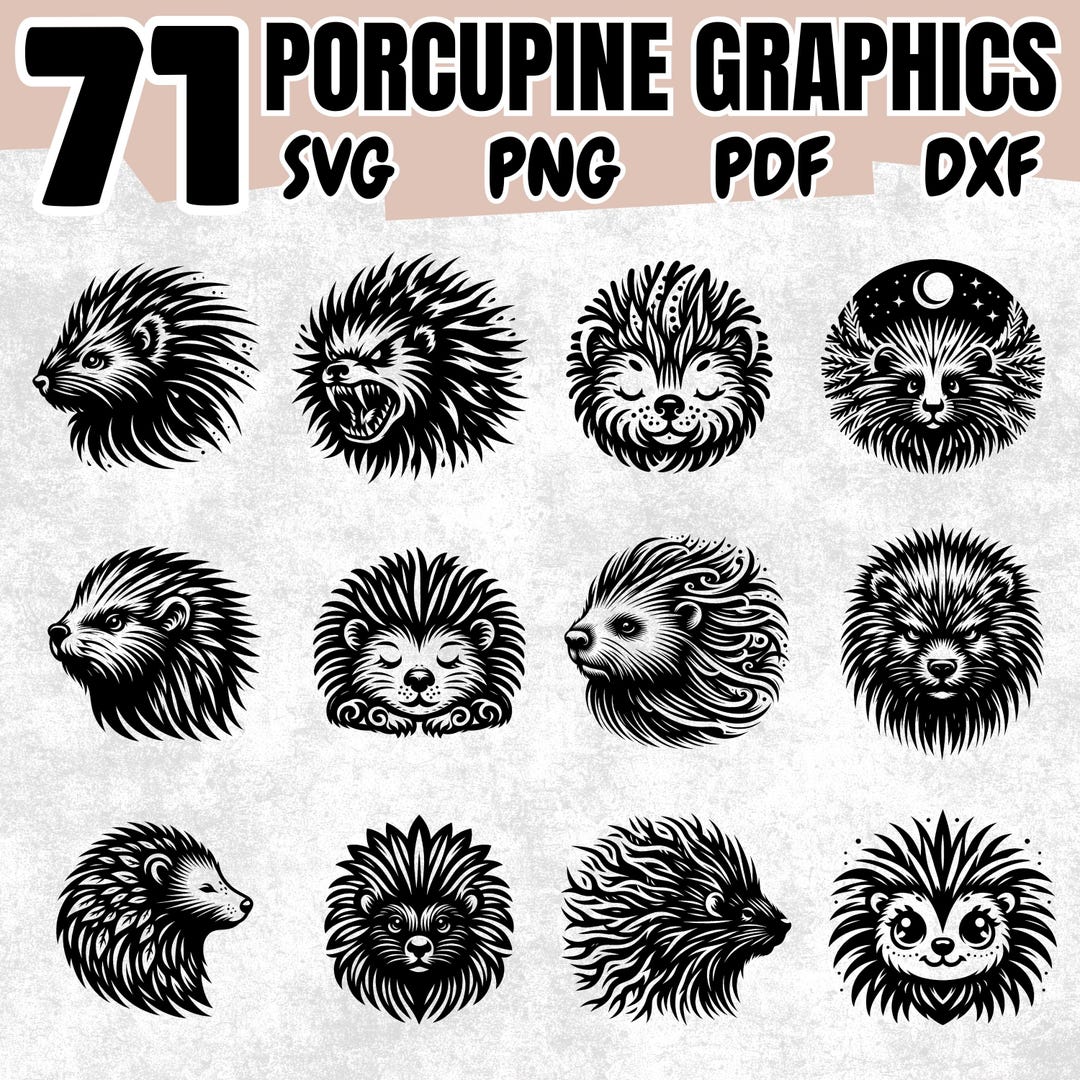 79 Porcupine Head SVG Bundle | Woodland Animal Clipart Png Svg DXF PDF ...