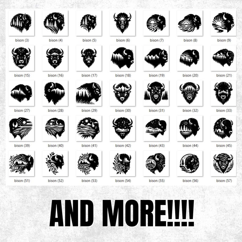 57 Bison Head SVG Bundle | Wild Animal Buffalo Silhouette Png Dxf Pdf ...