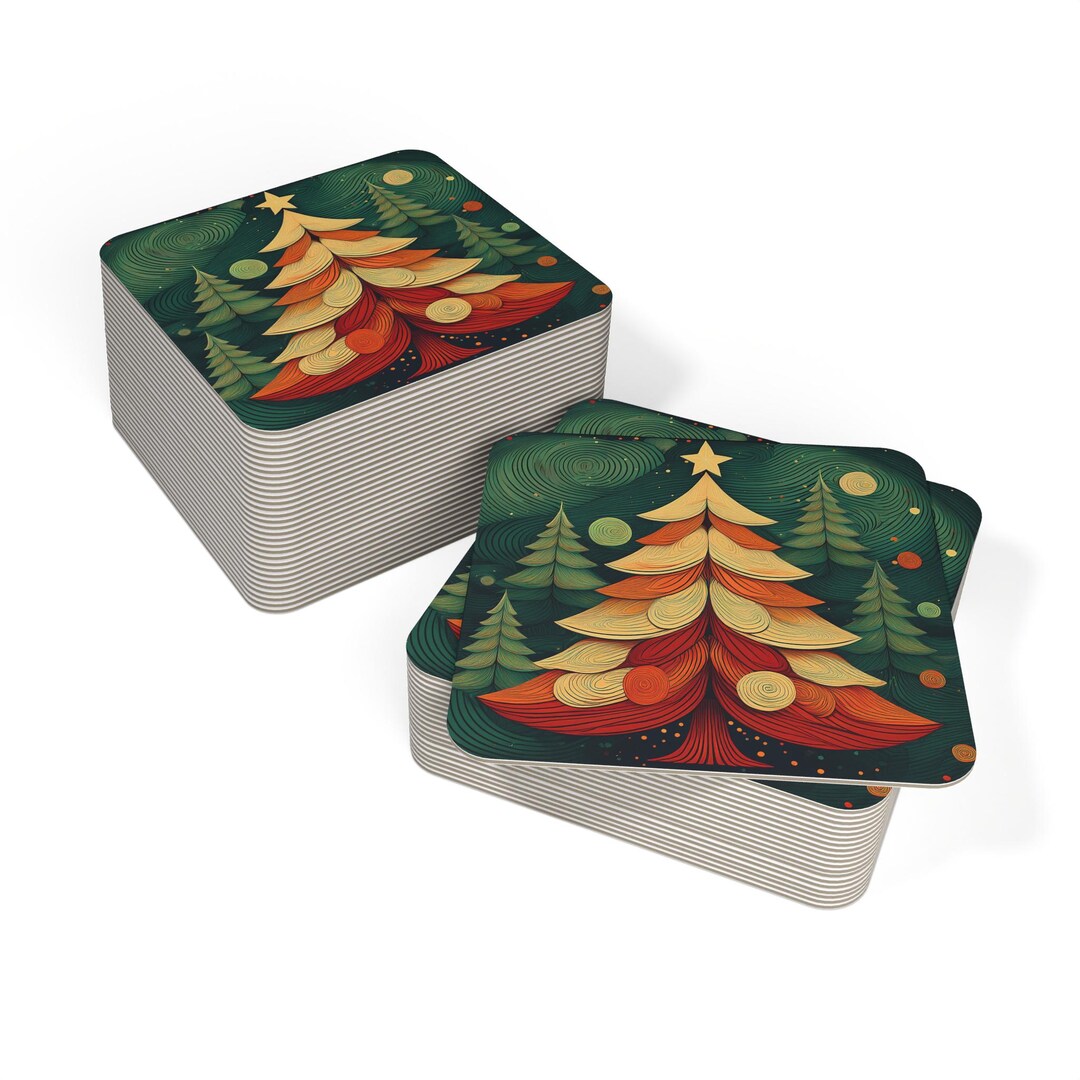 Christmas Tree Coasters Festive 50 or 100-pack Drink Coasters Holiday ...