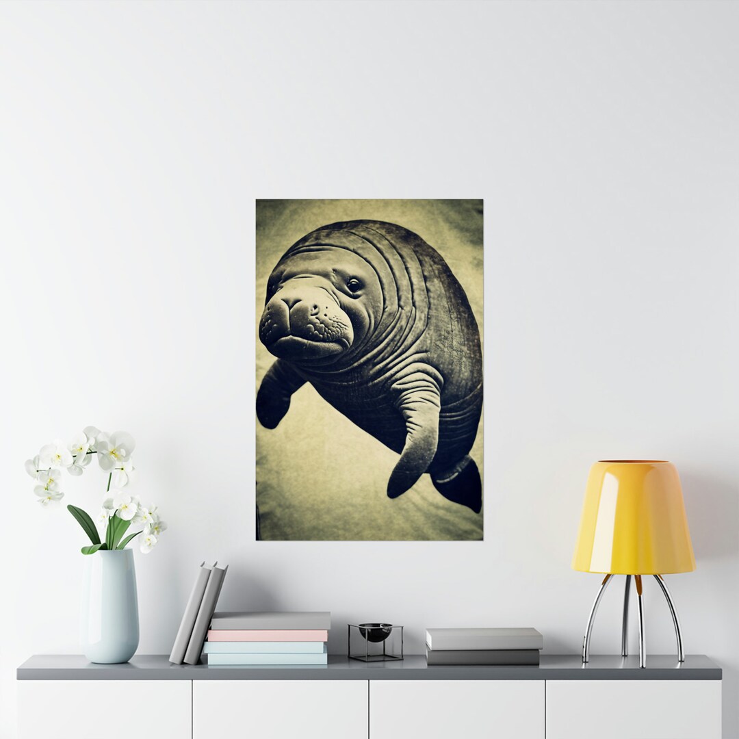 Charming Manatee Poster High-quality Wildlife Print for Home or Office ...