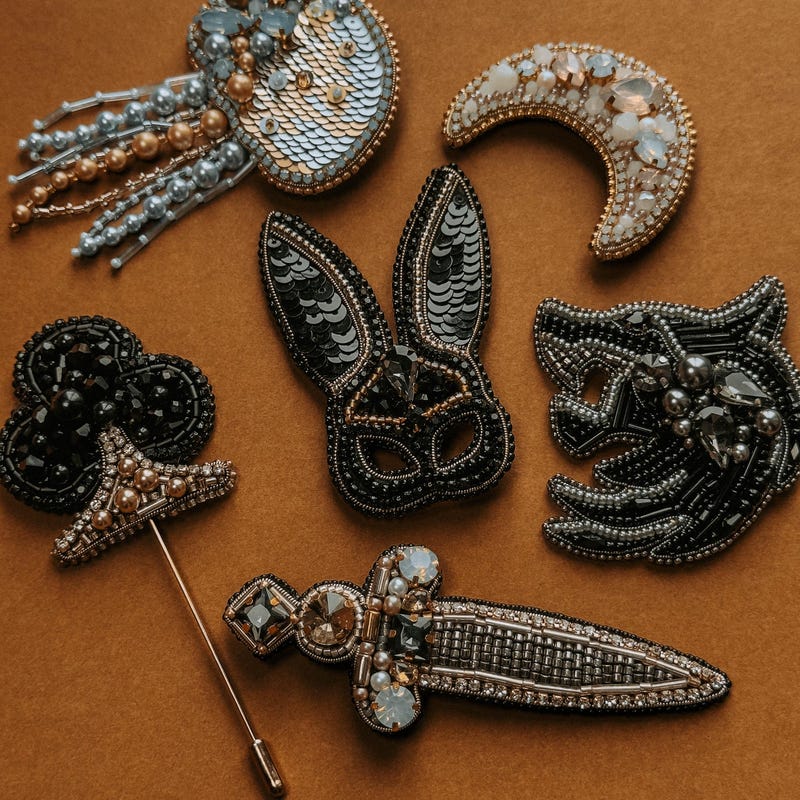 Beaded Brooch - Etsy