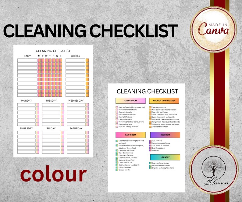 Printable Cleaning Checklist, Daily House Cleaning, Weekly House ...