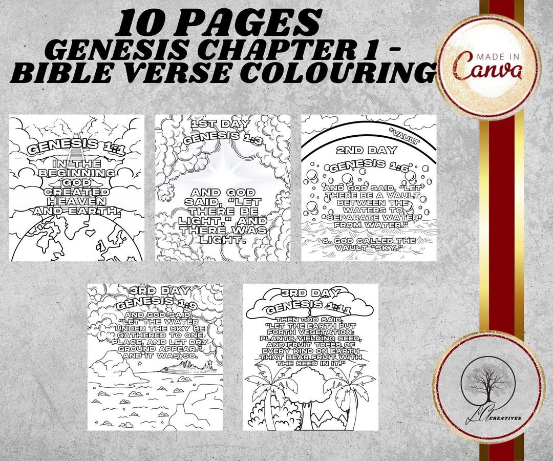 Bible Themed Genesis Chapter 1 Creation of the World for Kids or Sunday ...