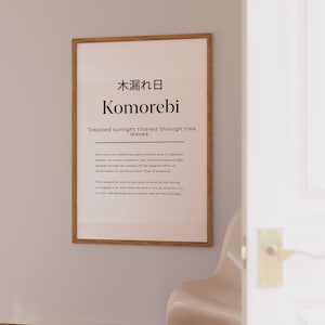 Komorebi Definition Wall Art, Printable Japanese Word Definition Art, Japandi Aesthetic Print ...