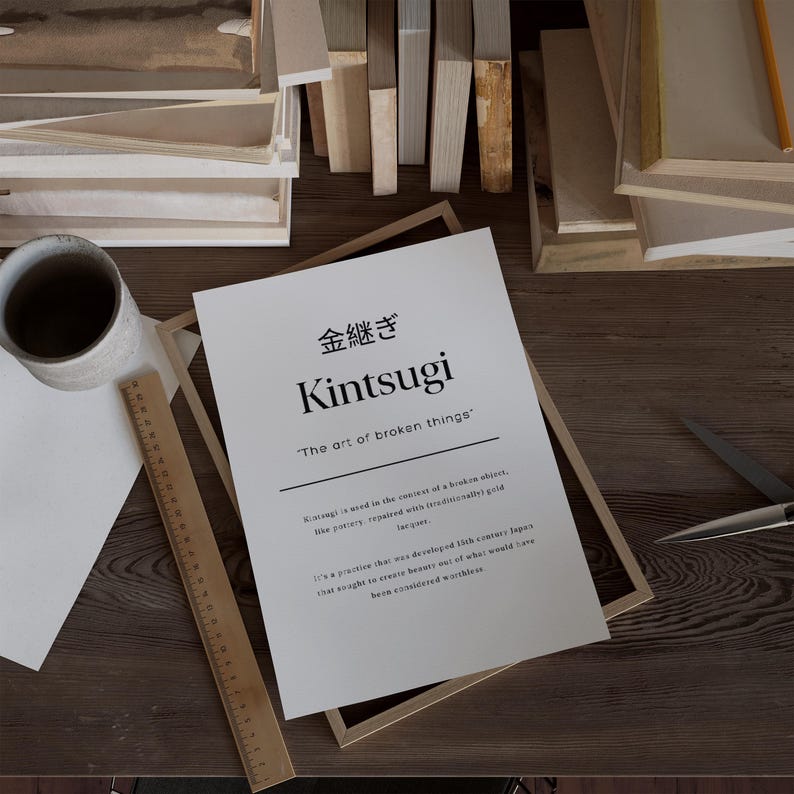 Kintsugi Definition Print, Japanese Beautiful Word Poster, Meaningful ...