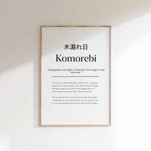Komorebi Definition Wall Art, Printable Japanese Word Definition Art ...